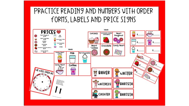 Valentine's Day Dramatic Play Set, Heart Cafe Play, Pretend Play Coffee ...