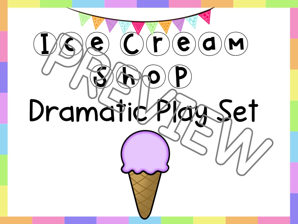 Ice Cream Dramatic Play Set, Pretend Play Ice Cream Shop, Preschool ...