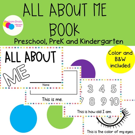 All About Me Theme Book Printable Book for All About Me - Etsy