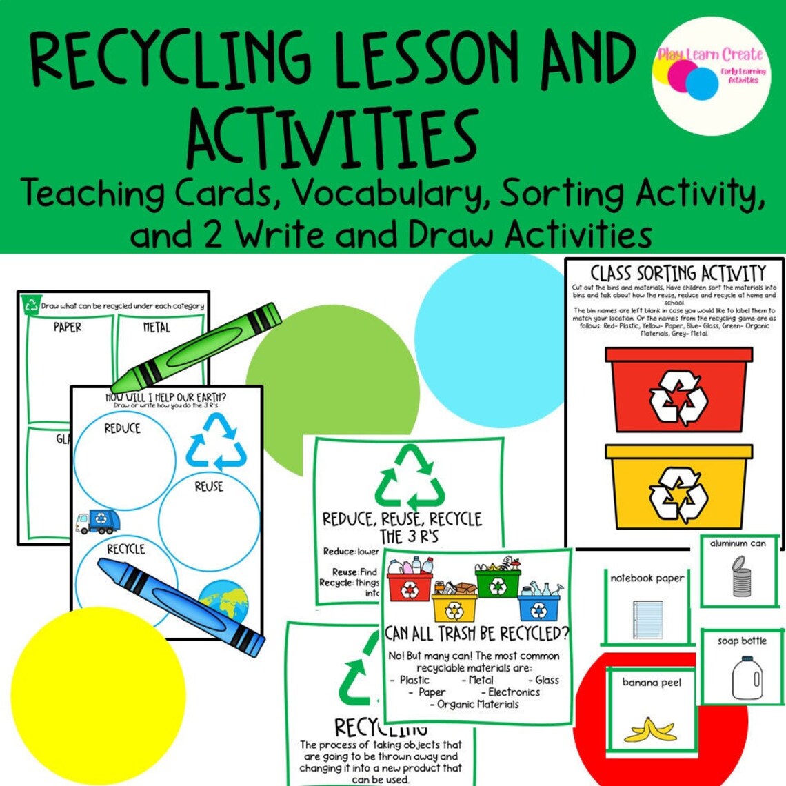 Printable Recycling Lesson, Recycling Lesson, Recycling Activity, Earth ...