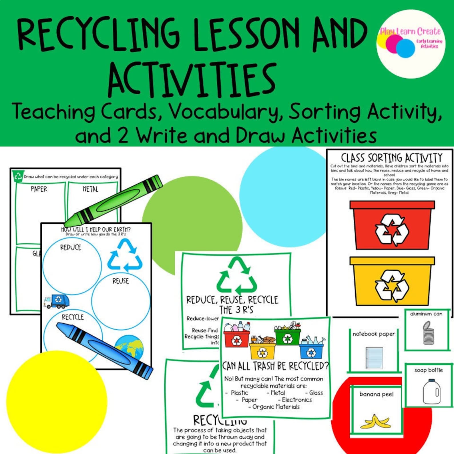 Printable Recycling Lesson, Recycling Lesson, Recycling Activity, Earth ...