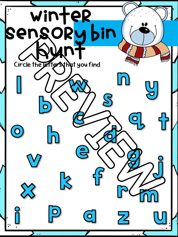 Winter Theme Sensory Bin Hunt, Checklist for Toddler, Preschool and ...