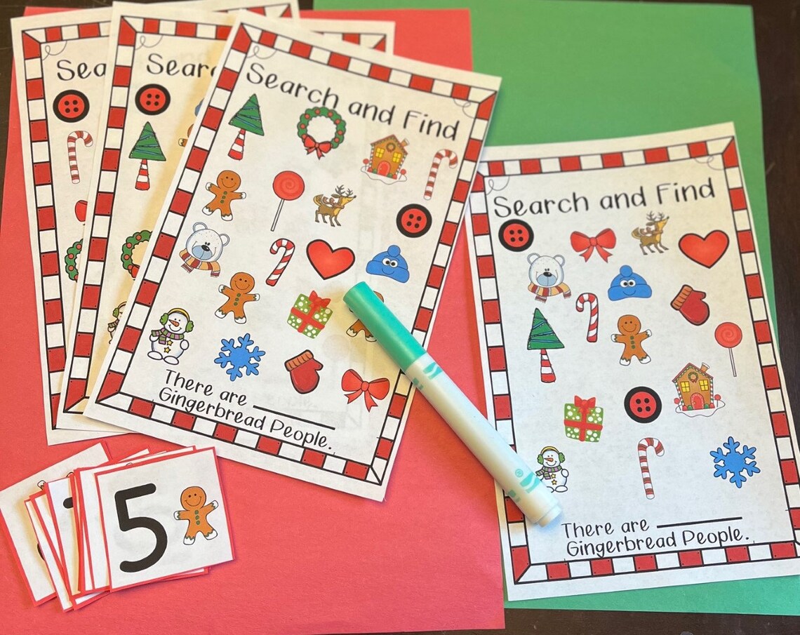 Gingerbread Search and Find Cards, I Spy Gingerbread Theme, Gingerbread ...