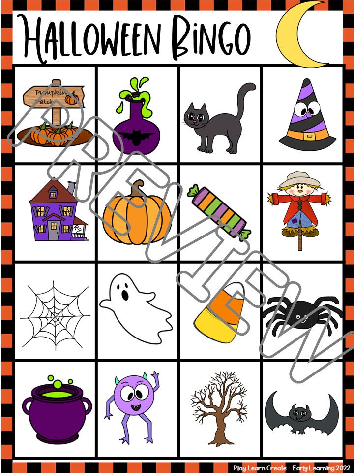 Halloween Bingo Game, Printable Bingo Game, Halloween Math Game ...
