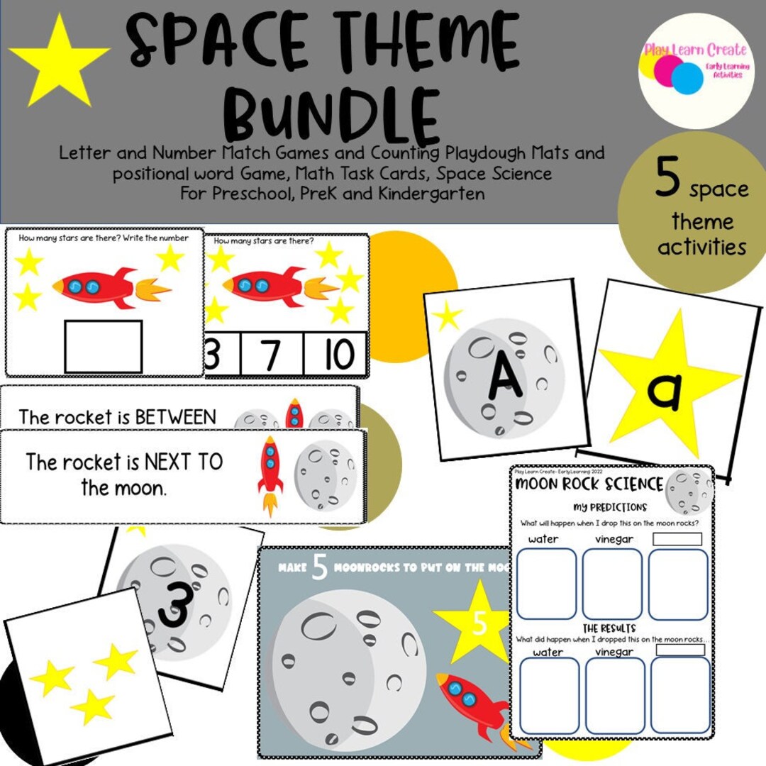 Space Theme Printable, Preschool Learning Bundle, Preschool Lesson ...