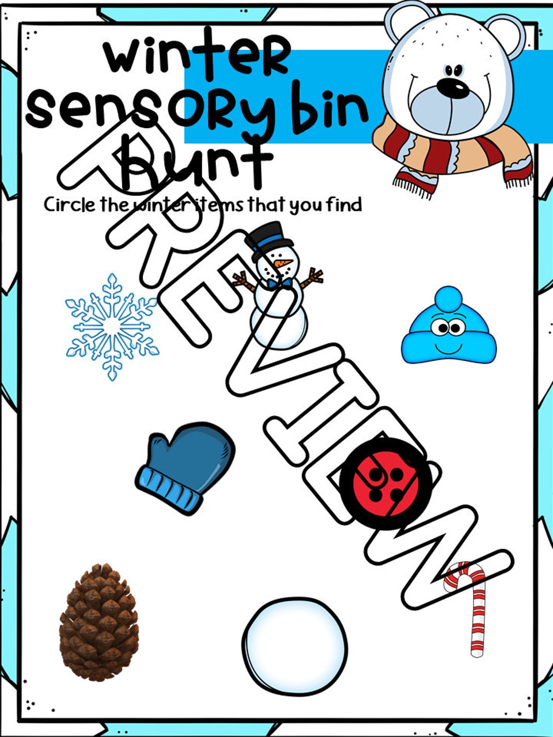 Winter Theme Sensory Bin Hunt, Checklist for Toddler, Preschool and ...