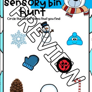 Winter Theme Sensory Bin Hunt, Checklist for Toddler, Preschool and ...