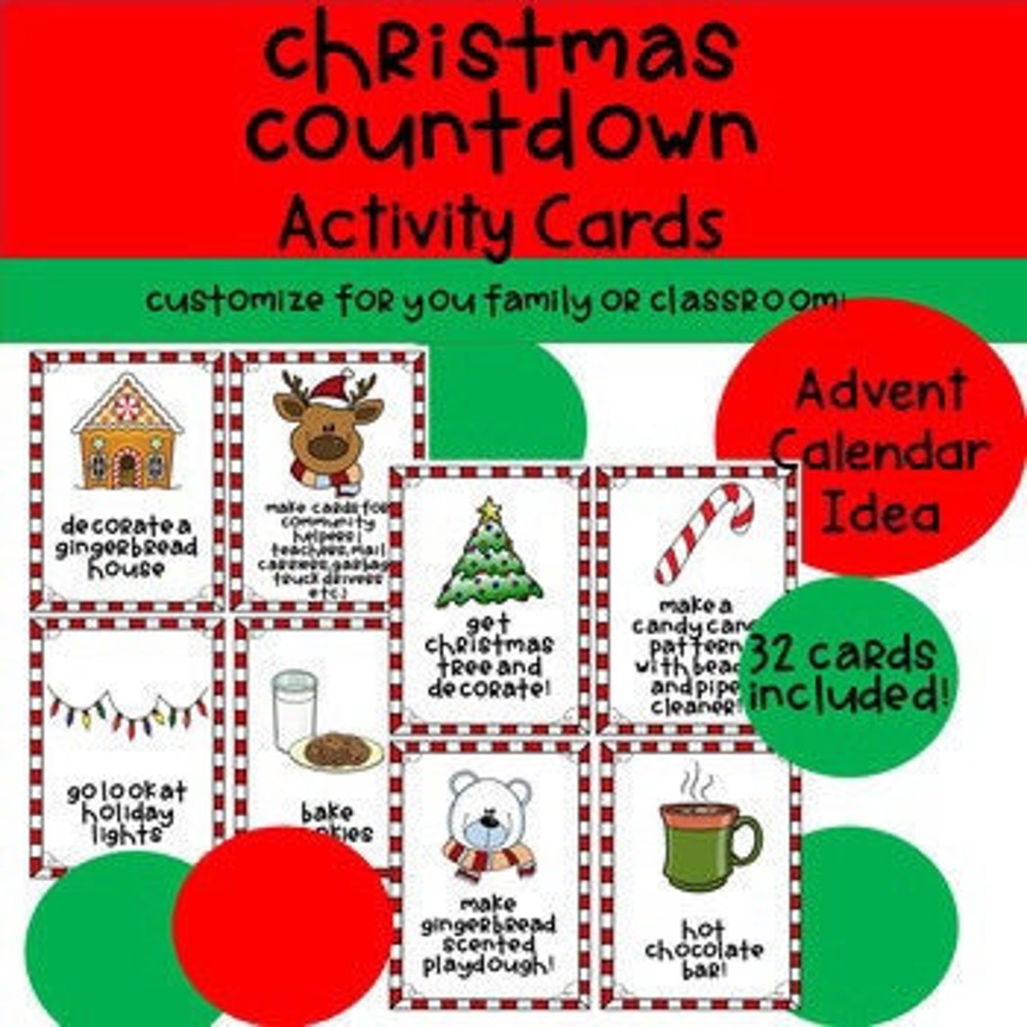 Christmas Countdown Activity Cards, Advent Calendar Activities ...