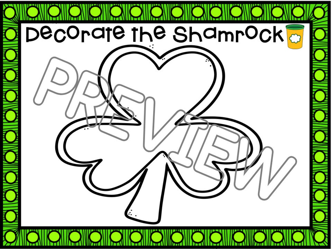 Printable St. Patricks Day Playdough Mats, Shamrock Playdough, Shamrock ...