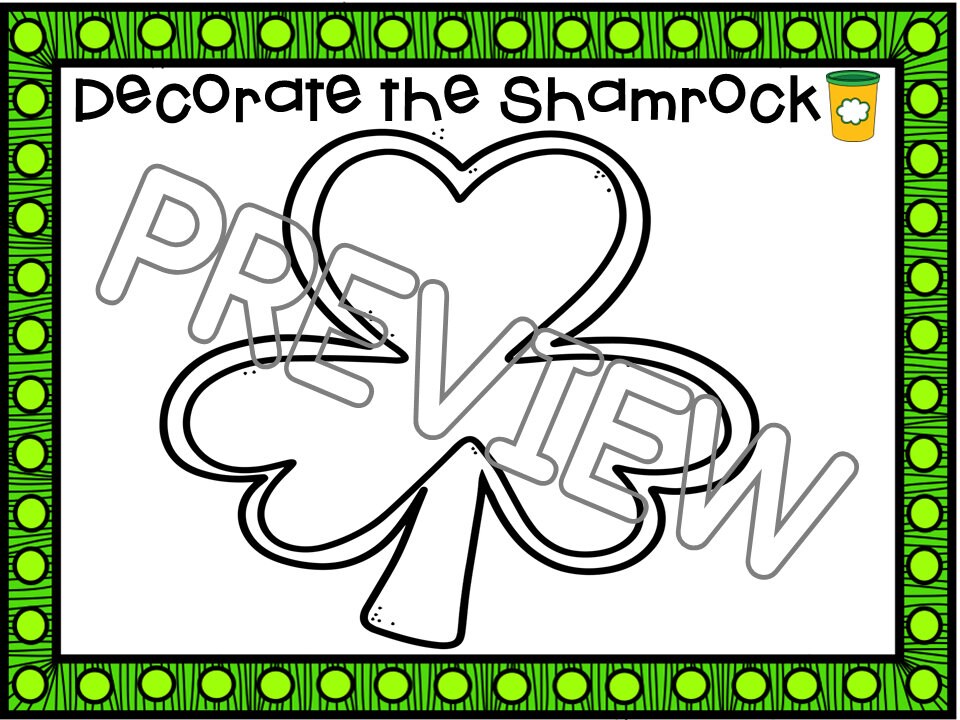 Printable St. Patricks Day Playdough Mats, Shamrock Playdough, Shamrock ...