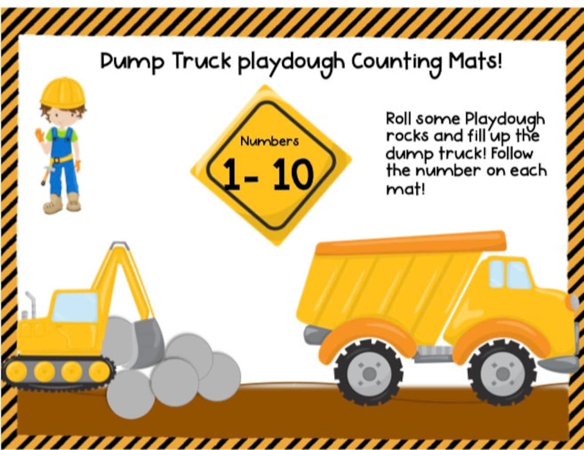 Dump Truck Playdough Mat Numbers, Toddler Learning Activities ...
