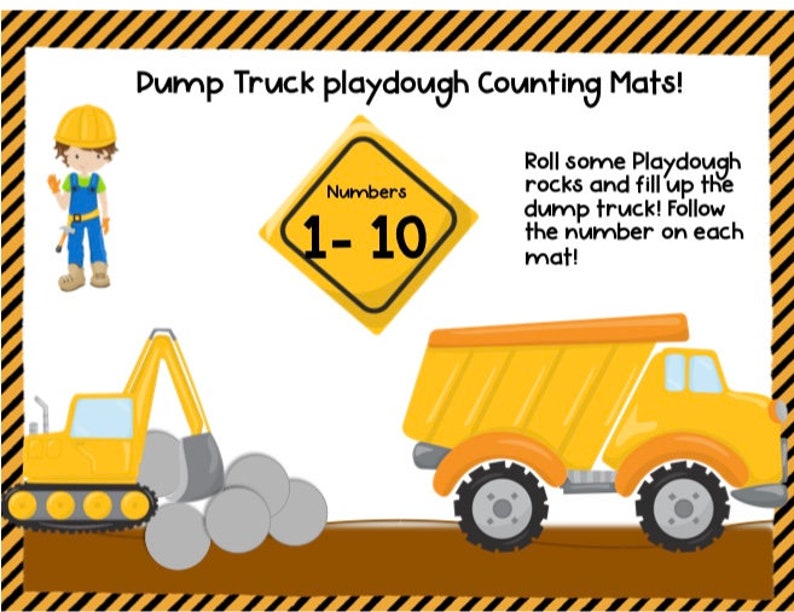 Dump Truck Playdough Mat Numbers, Toddler Learning Activities ...