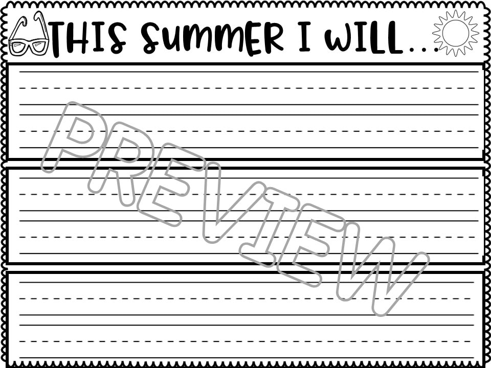 End of School Year Activity, Summer Writing, Summer Craft, Summer Hat ...