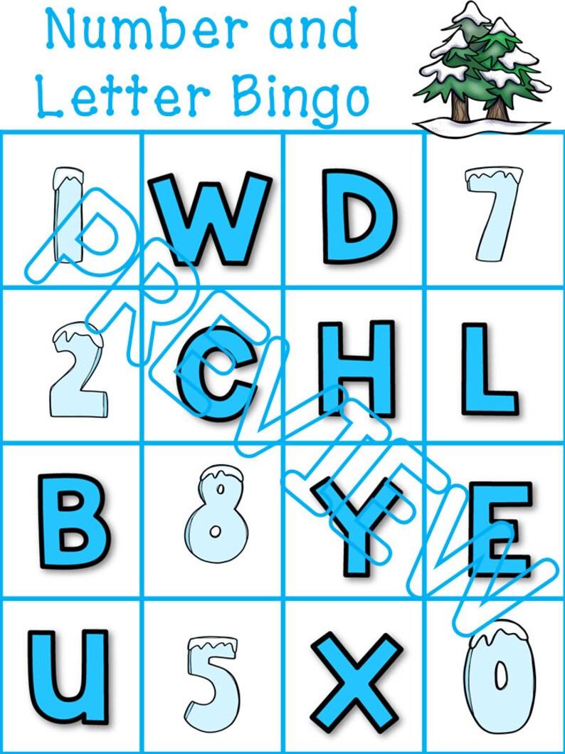 Winter Theme Bingo Game, Number Bingo, Letter Bingo, Toddler Games ...