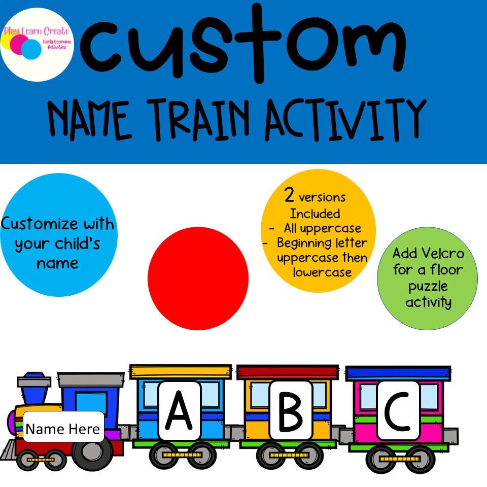 Printable Name Train, Custom Name Train, Train Learning, Train Puzzle ...