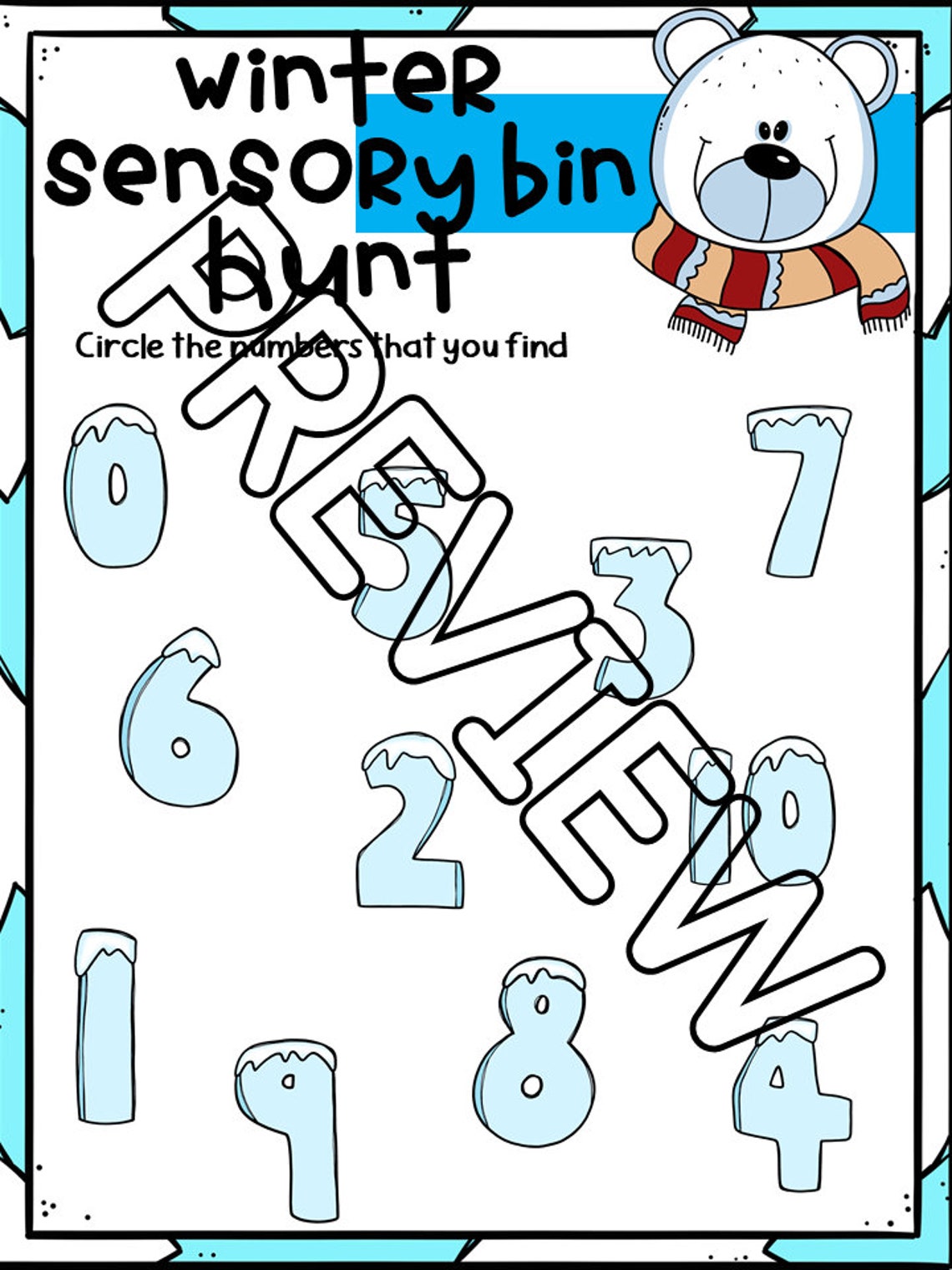 Winter Theme Sensory Bin Hunt, Checklist for Toddler, Preschool and ...