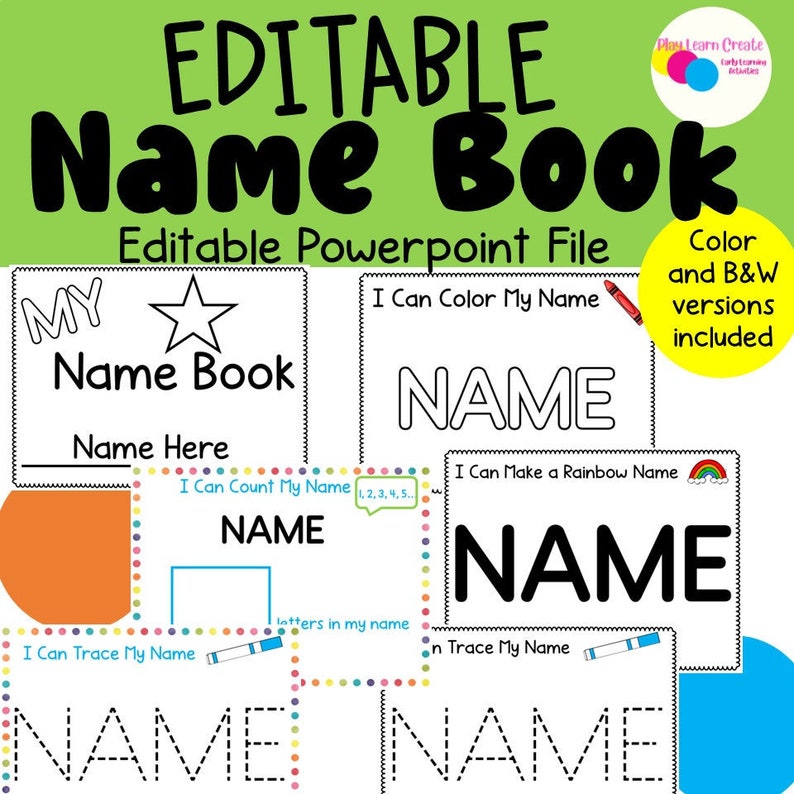 Personalized Name Workbook, Printable Name Book, Editable Name Activity ...