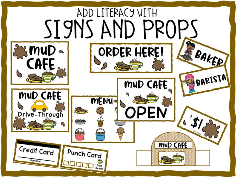 Mud Kitchen Cafe Dramatic Play, Outdoor Pretend Play Set, Summer ...