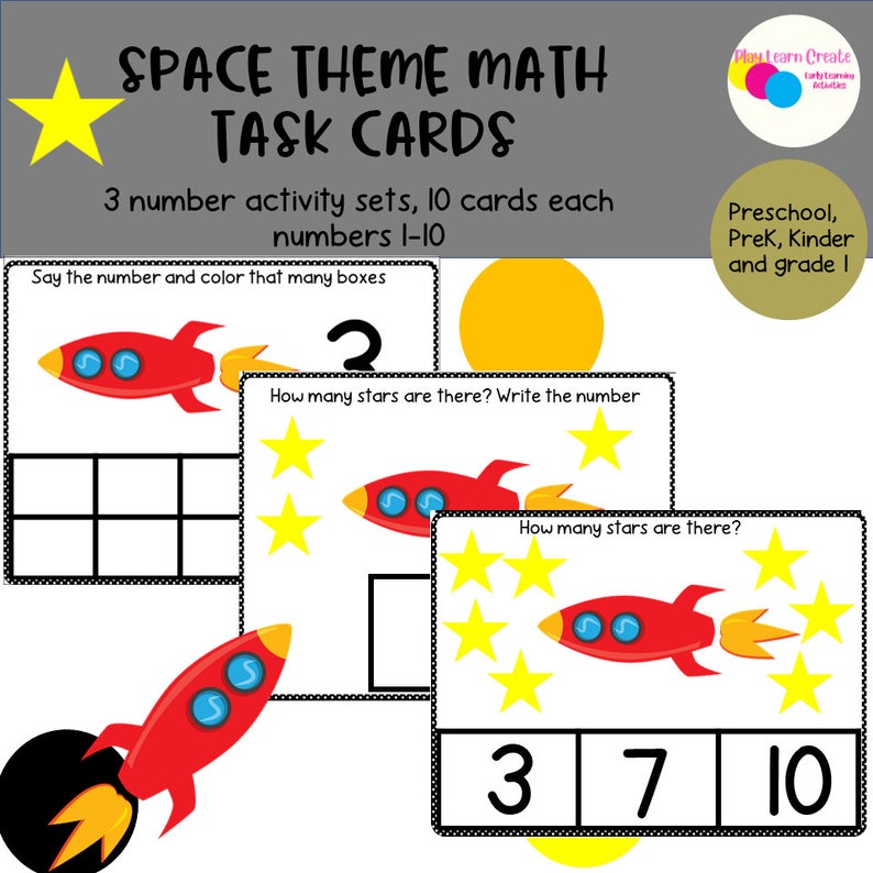 Space Theme Printable Preschool Learning Bundle Preschool - Etsy