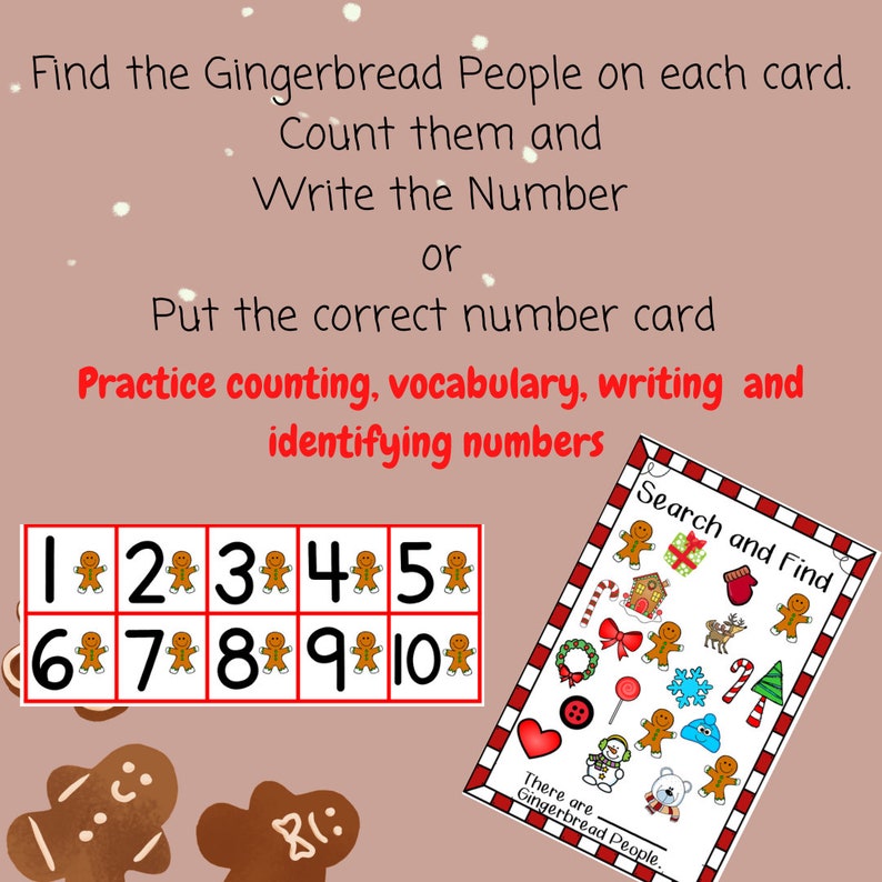 Gingerbread Search and Find Cards, I Spy Gingerbread Theme, Gingerbread ...