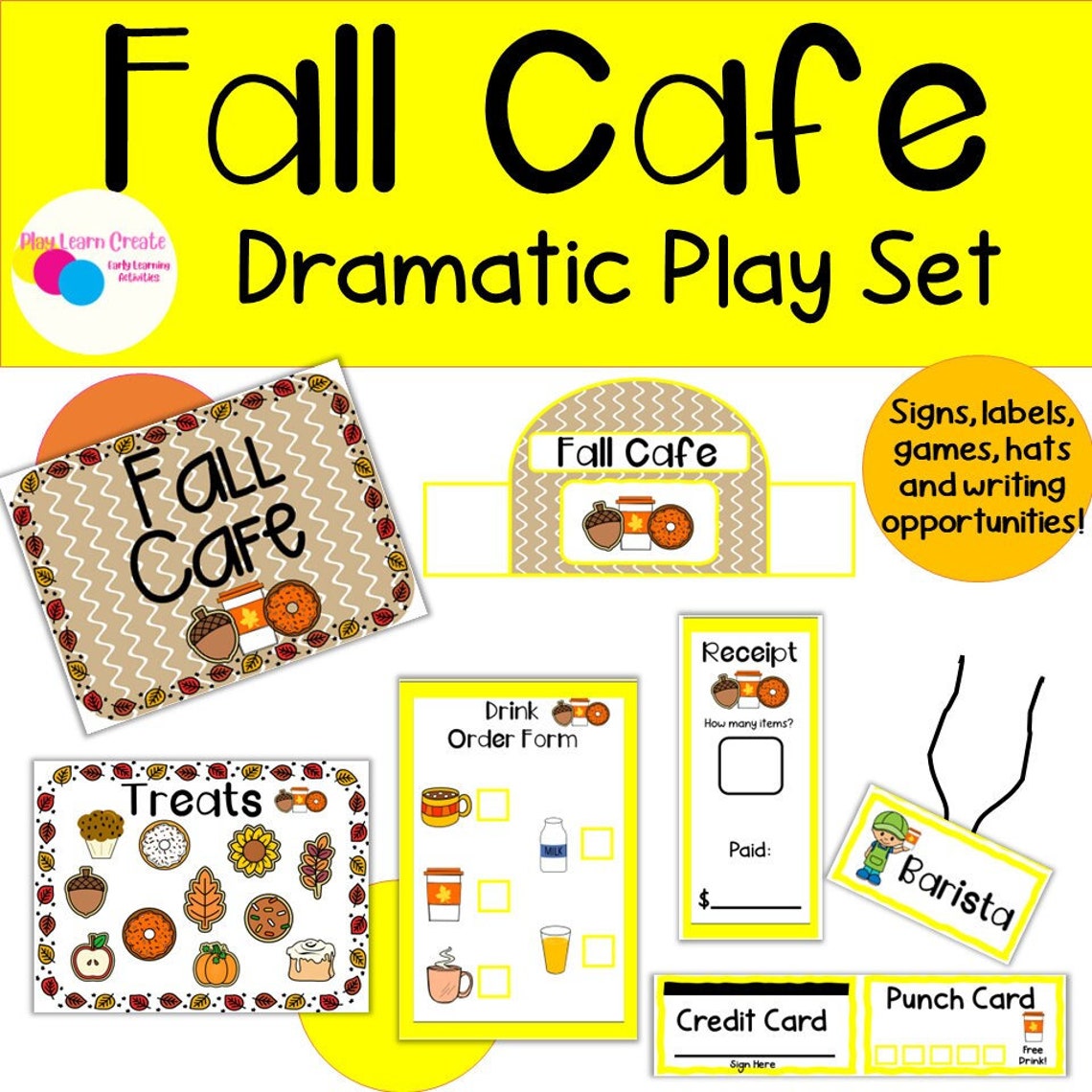 Fall Cafe Dramatic Play, Coffee Shop Dramatic Play, Fall Pretend Play ...