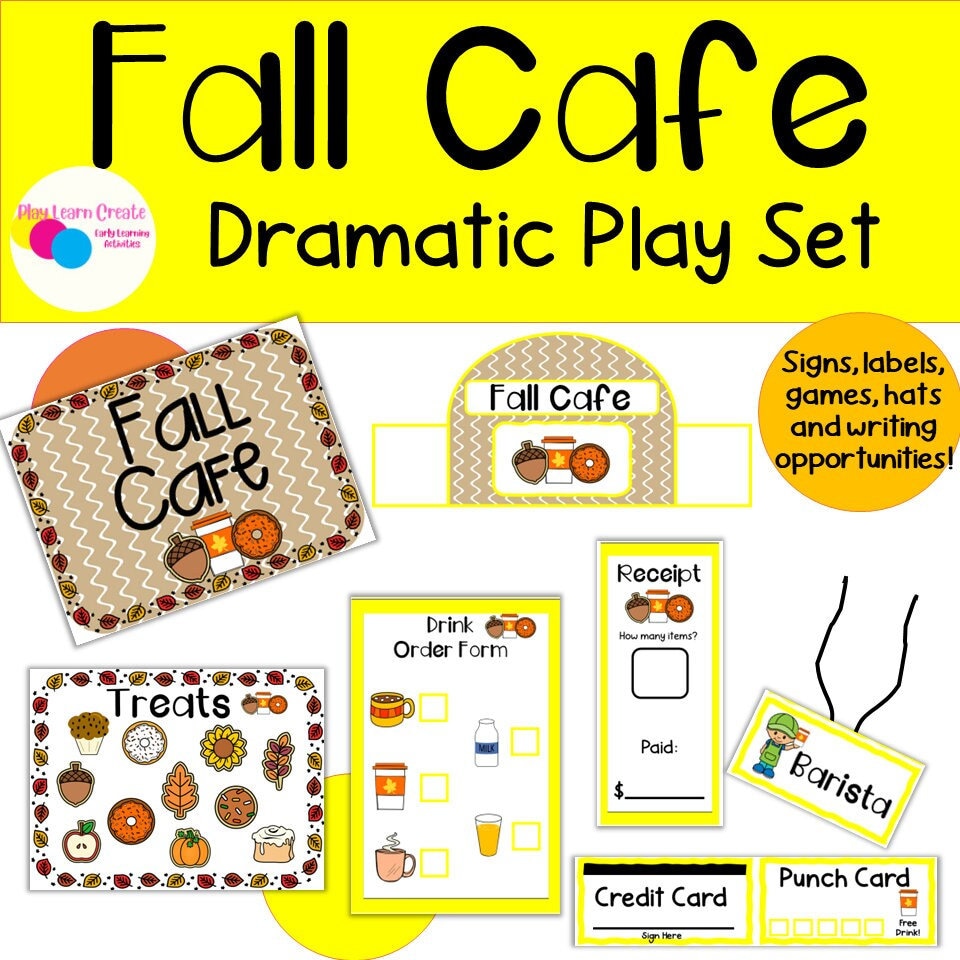 Fall Cafe Dramatic Play, Coffee Shop Dramatic Play, Fall Pretend Play ...