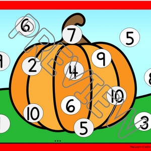 Fall Theme Math Game for Preschool, Roll and Cover Math Activity ...