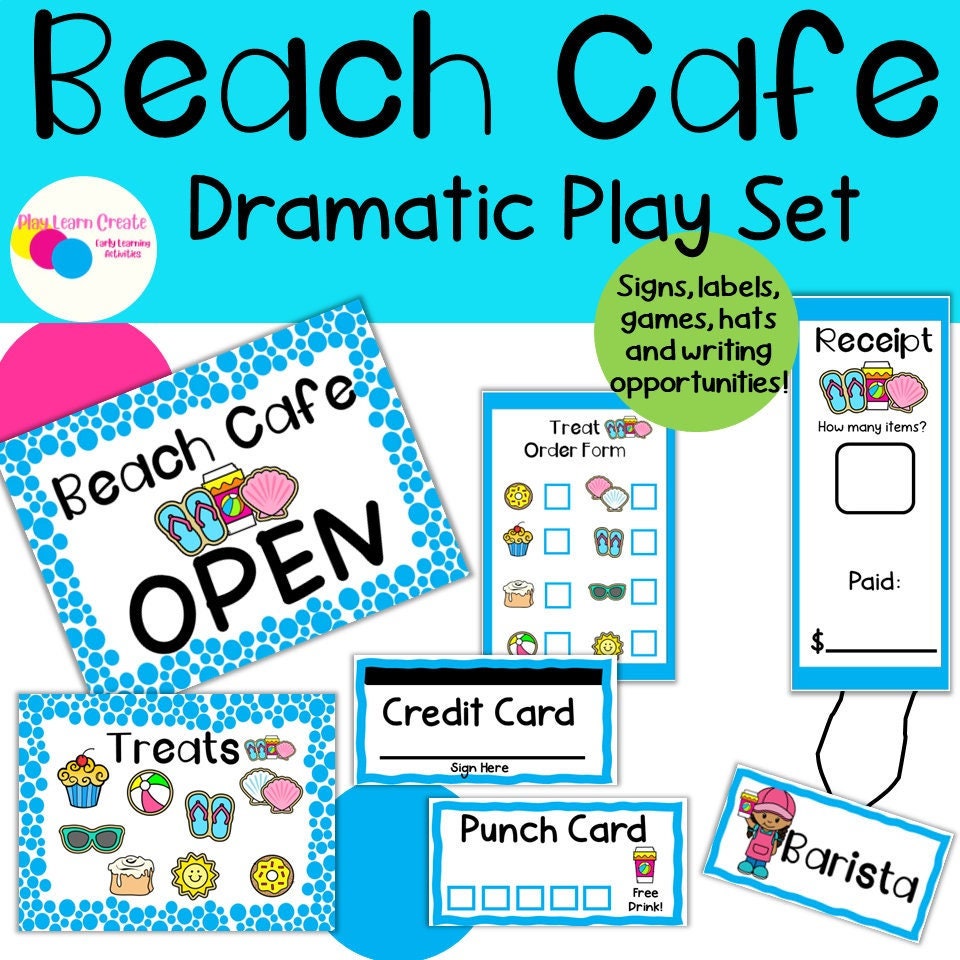 Beach Cafe Dramatic Play Set, Summe Learning, Preschool Summer Learning ...