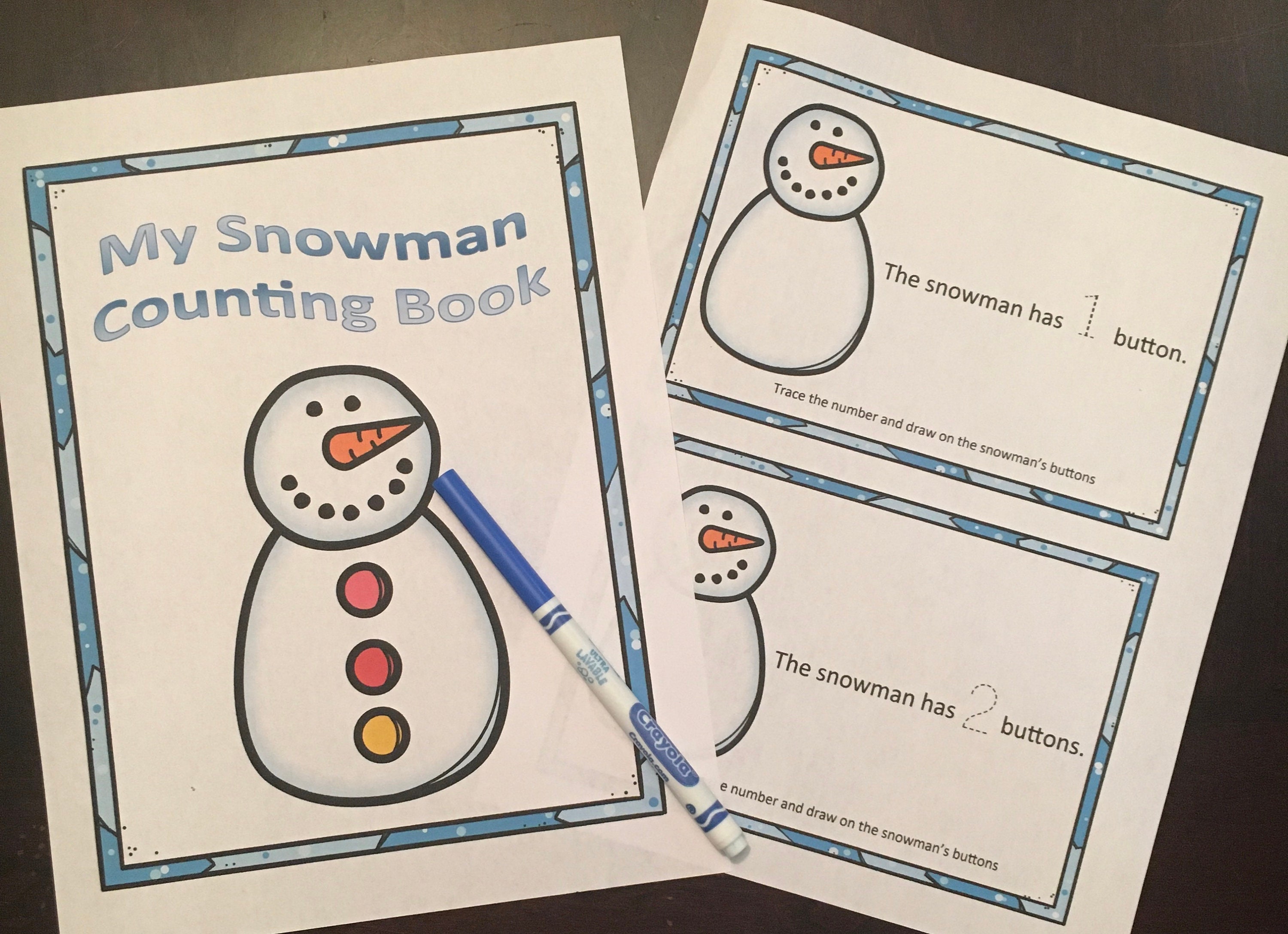 Snowman Counting Book, for Preschool, Prek and Kindergarten, Counting ...