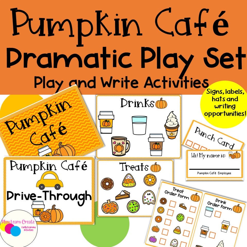 Pumpkin Cafe Dramatic Play Set, Halloween Dramatic Play, Coffee Shop ...