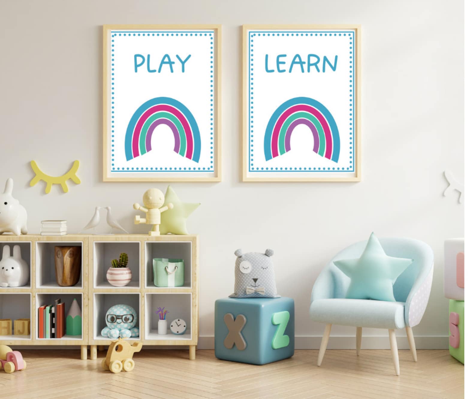 Printable Teal Rainbow Signs Playroom Signs Classroom Signs - Etsy