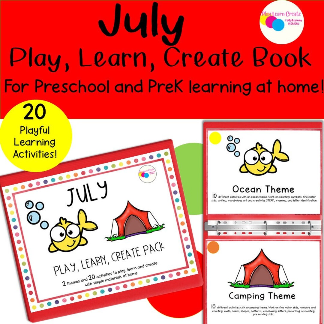 July Homeschool Binder, Preschool Homeschool Workbook Camping Theme ...