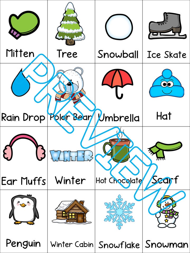 Winter Theme Bingo Game, Toddler Games, Preschool Games, Christmas ...