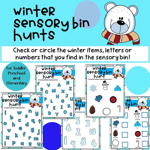 Winter Theme Sensory Bin Hunt Checklist for Toddler | Etsy
