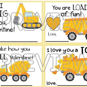 Construction Theme Valentine Cards, Valentine Tags, Printable, Dump ...