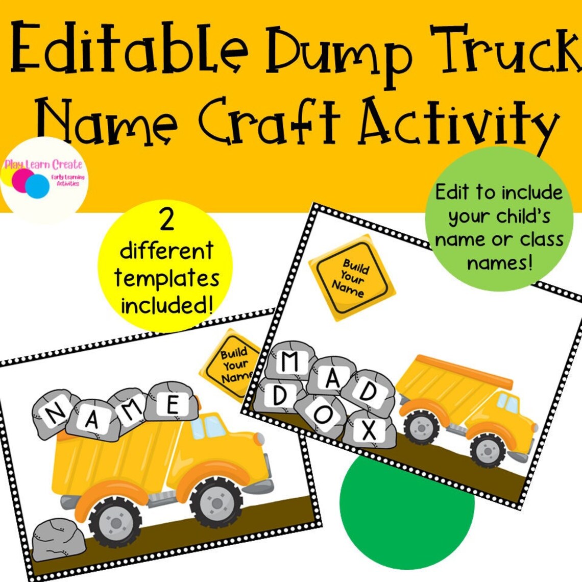 Editable Name Craft, Construction Theme Name Activity, Printable Name ...
