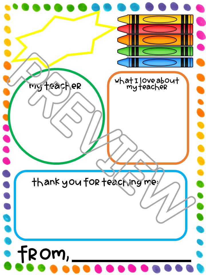 Thank You for Teacher, End of Year Thank You, End of School Year ...