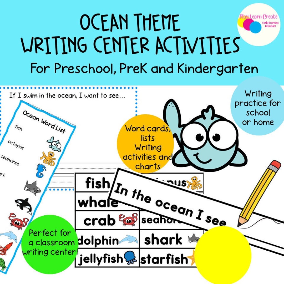 Printable Ocean Theme Learning, Ocean Theme Writing, Preschool Writing ...