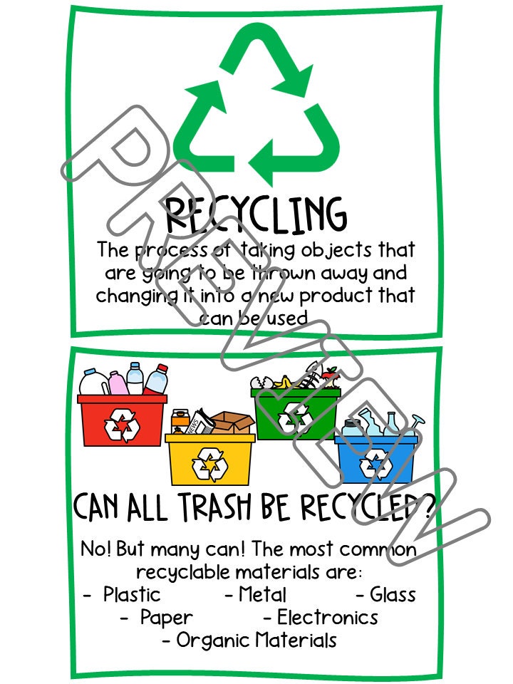 Printable Recycling Lesson, Recycling Lesson, Recycling Activity, Earth ...