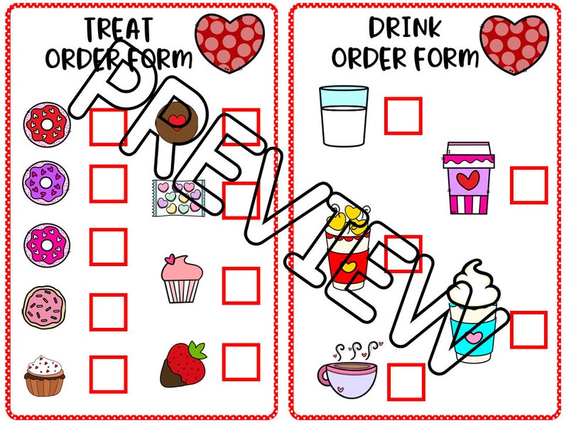 Valentine's Day Dramatic Play Set, Heart Cafe Play, Pretend Play Coffee ...