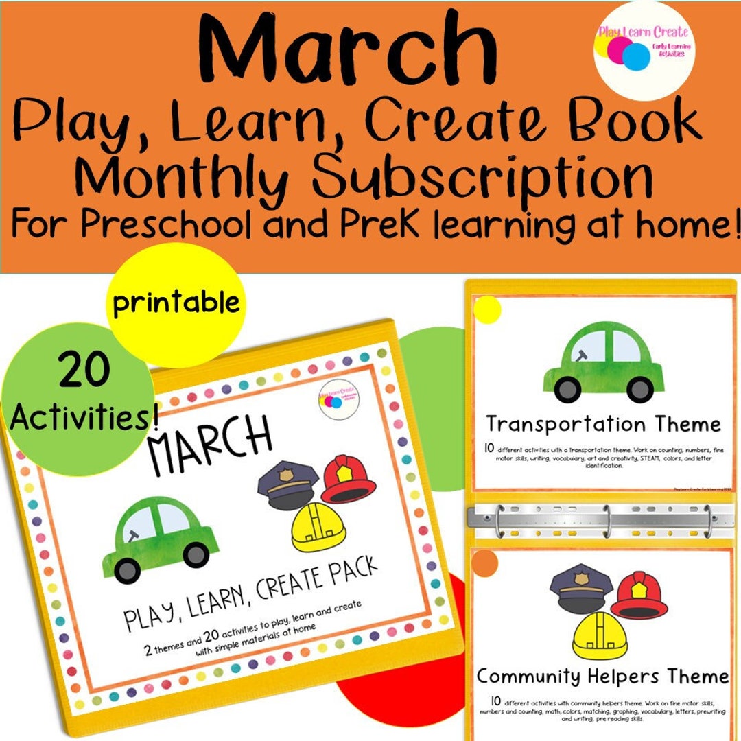 Preschool Monthly Subscription Binder, Preschool Themed Workbook, March ...
