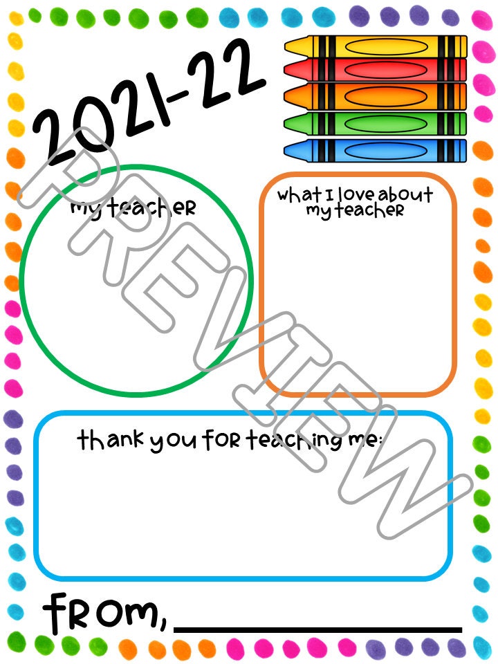 Thank You for Teacher, End of Year Thank You, End of School Year ...