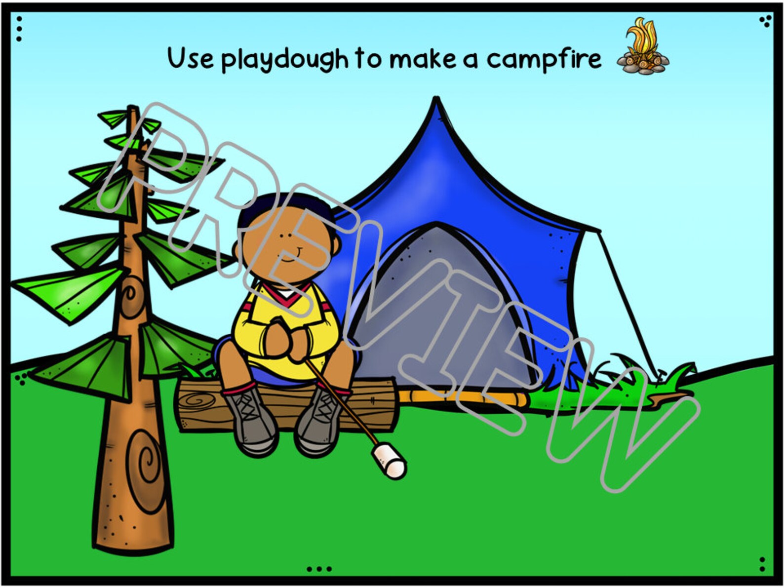 Camping Theme Playdough Mat, Camping Theme Learning, Camping Theme ...