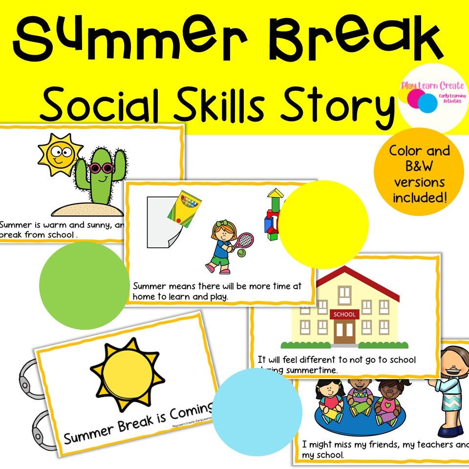 Summer Break Social Skills Story, Summer Visuals - Etsy