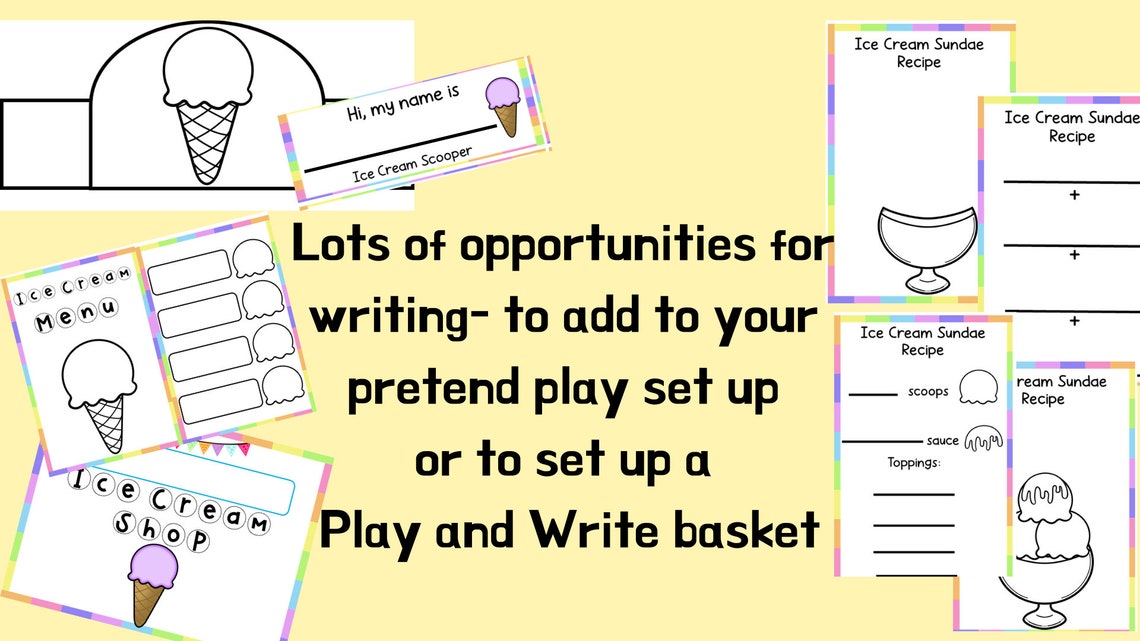 Ice Cream Dramatic Play Set, Pretend Play Ice Cream Shop, Preschool ...