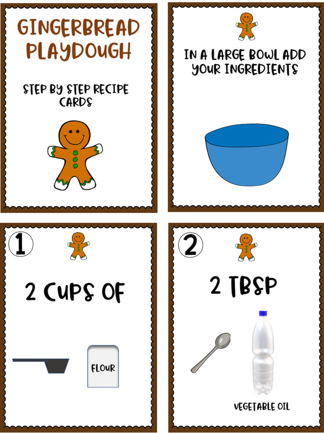Playdough Recipe Printable Cards Gingerbread Playdough | Etsy