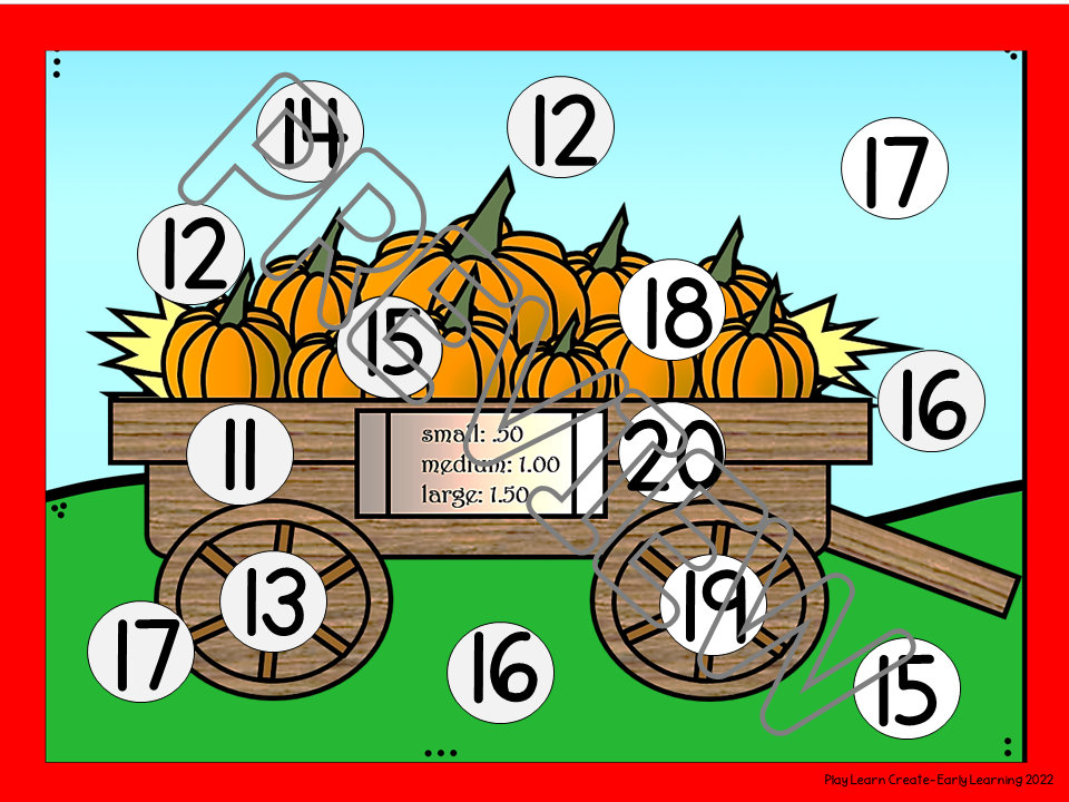 Fall Theme Math Game for Preschool, Roll and Cover Math Activity ...