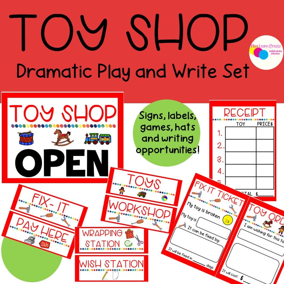 Toy Shop Dramatic Play Set, Toy Workshop Pretend Play, Santa's Toy Shop ...