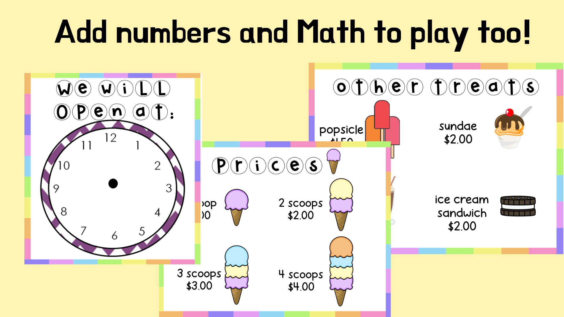 Ice Cream Dramatic Play Set, Pretend Play Ice Cream Shop, Preschool ...