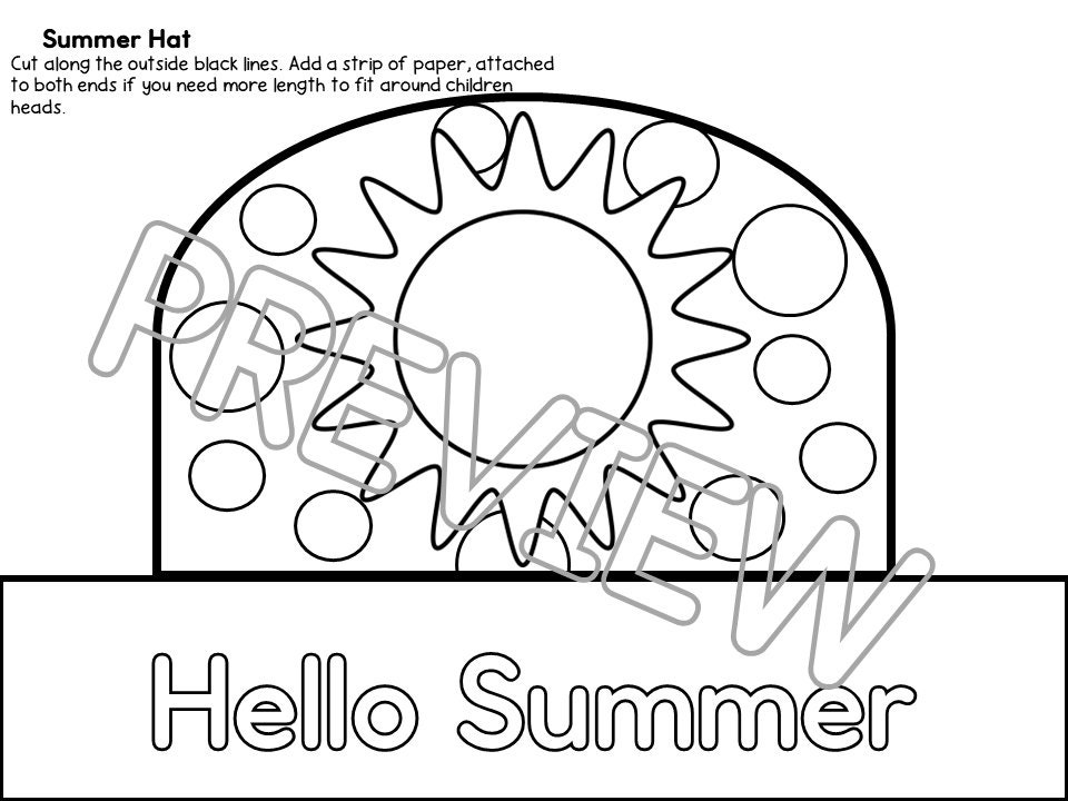 End of School Year Activity, Summer Writing, Summer Craft, Summer Hat ...